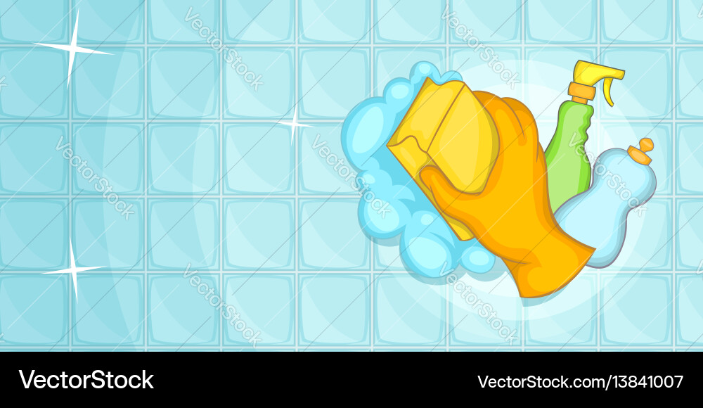 Cleaning horizontal banner wall cartoon style Vector Image