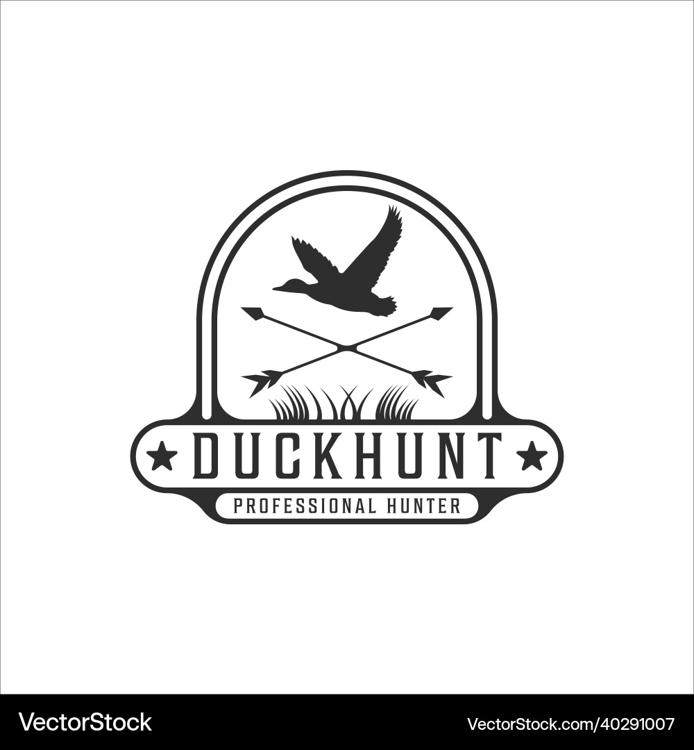 Duck hunt logo vintage template icon graphic Vector Image