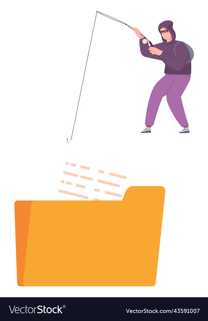 Hacker stealing personal data from user folder Vector Image Hacker stealing personal data from user folder Vector Image