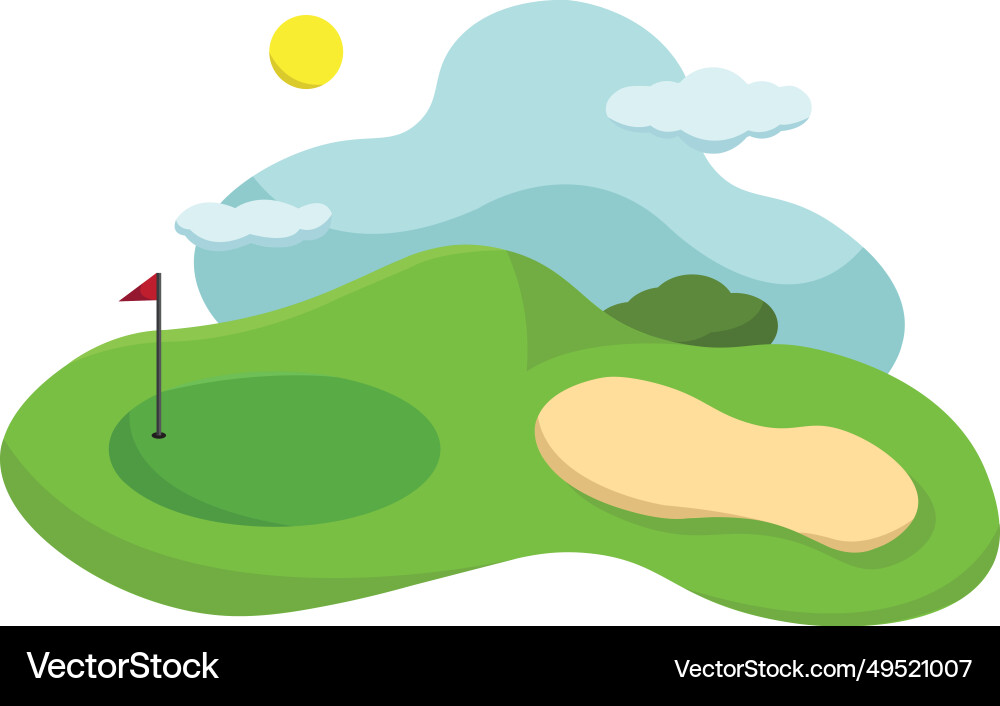 Isolated nature landscape with a golf field Vector Image