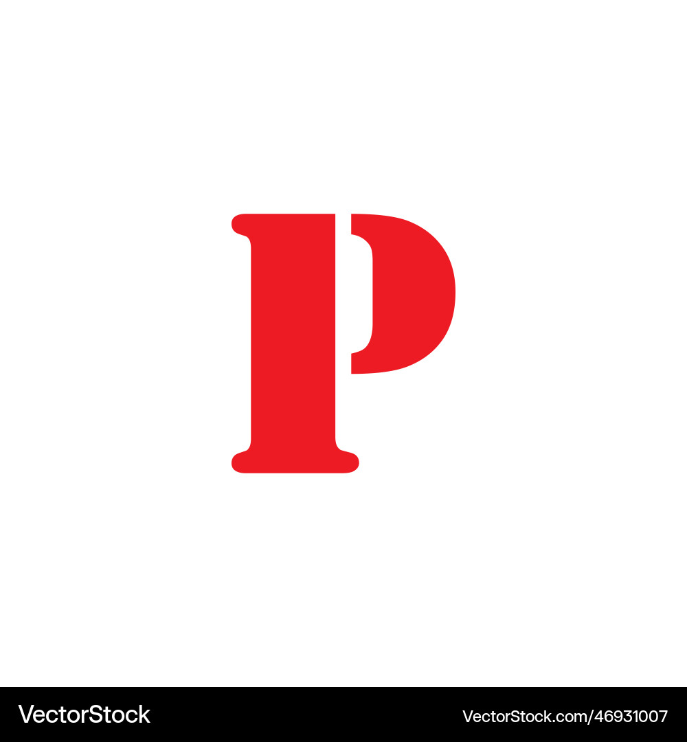 Letter p red geometric symbol simple logo Vector Image