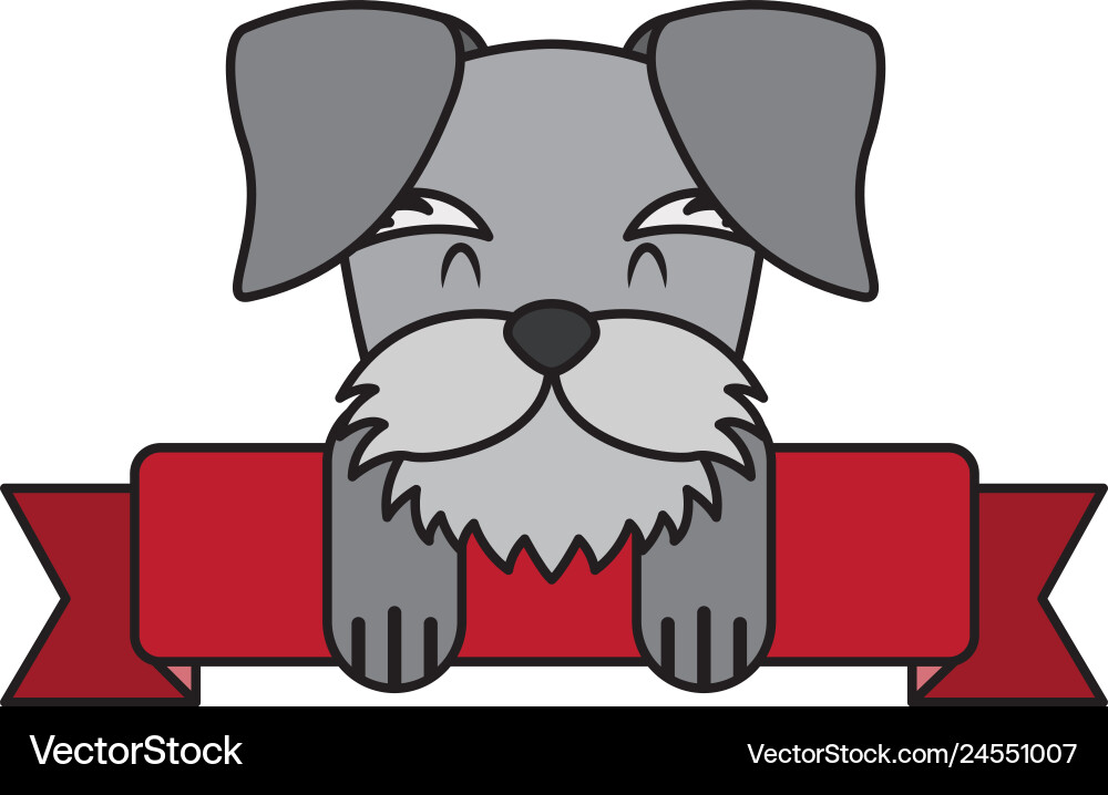 Pet dog with ribbon on white background Royalty Free Vector