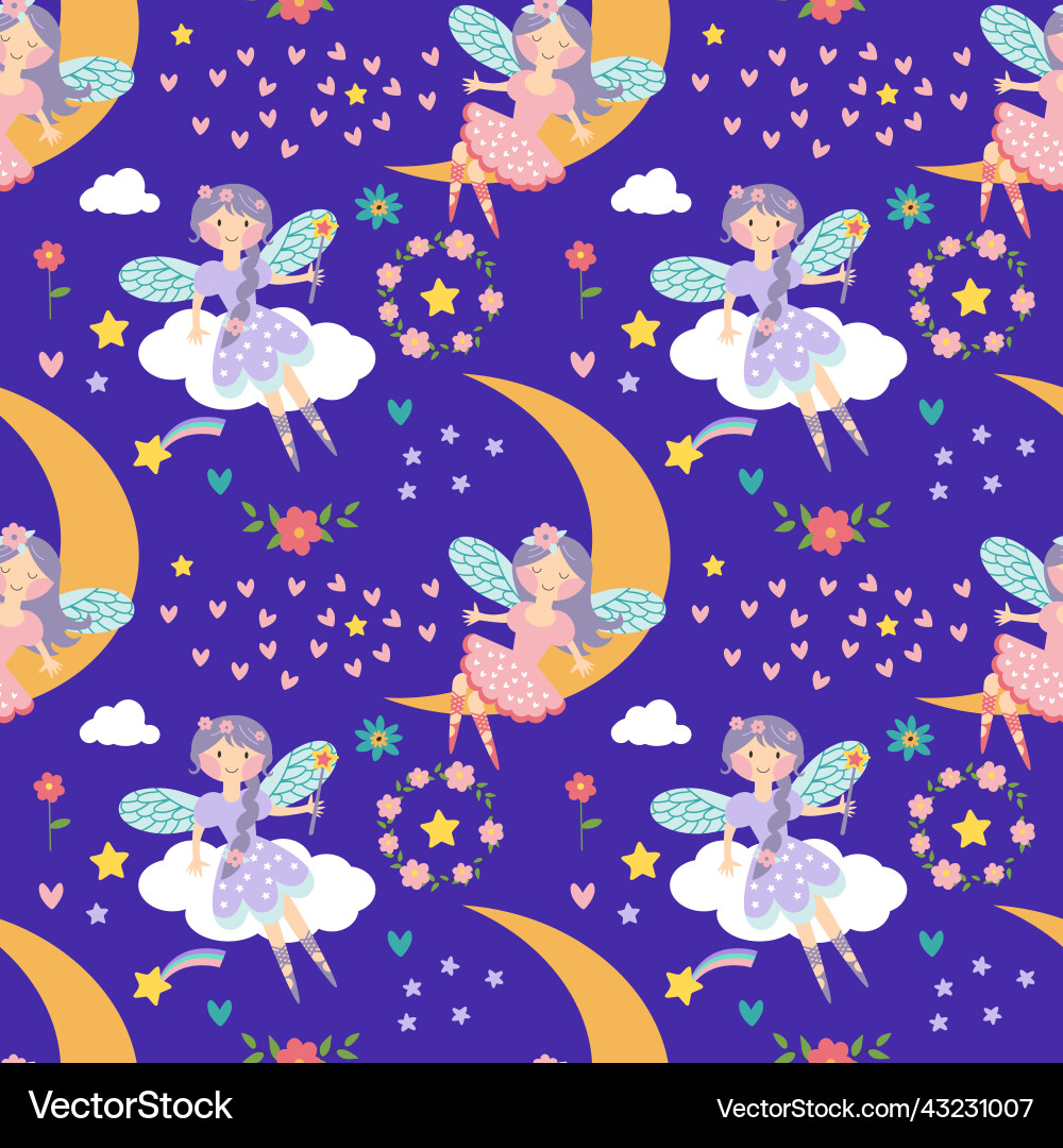 Seamless childish pattern with fairy stars Vector Image