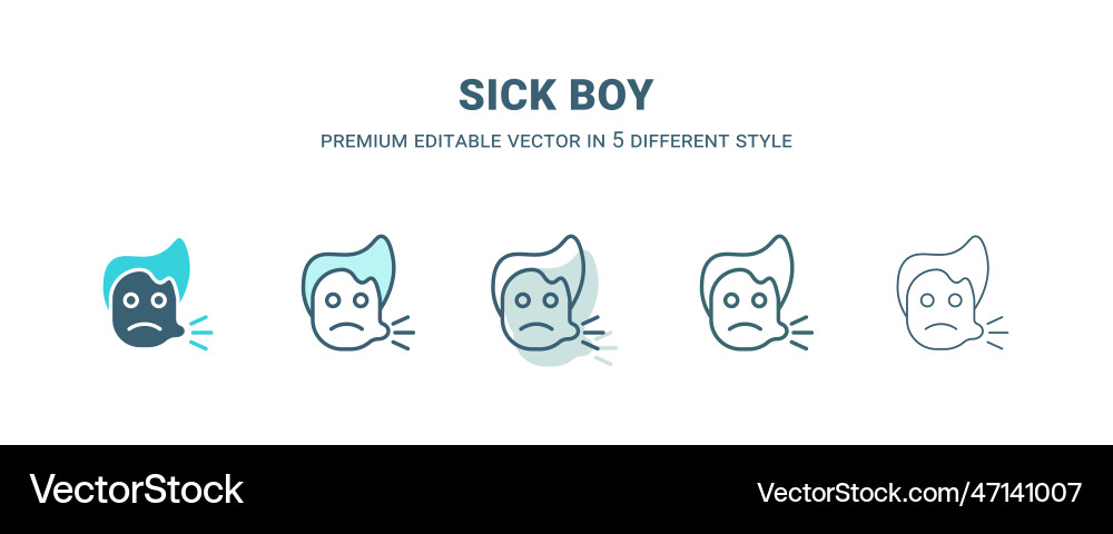 Sick boy icon in 5 different style outline filled Vector Image