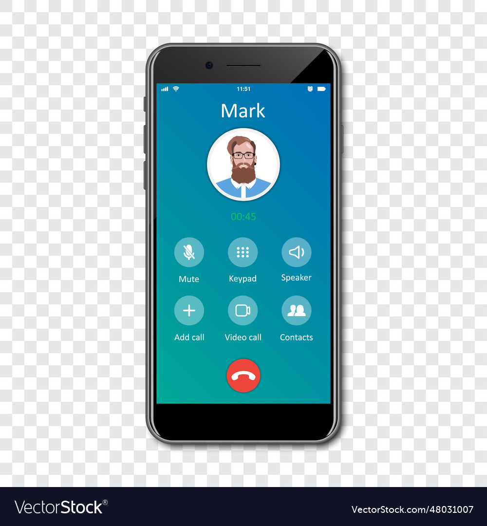 Smartphone call app interface template Royalty Free Vector