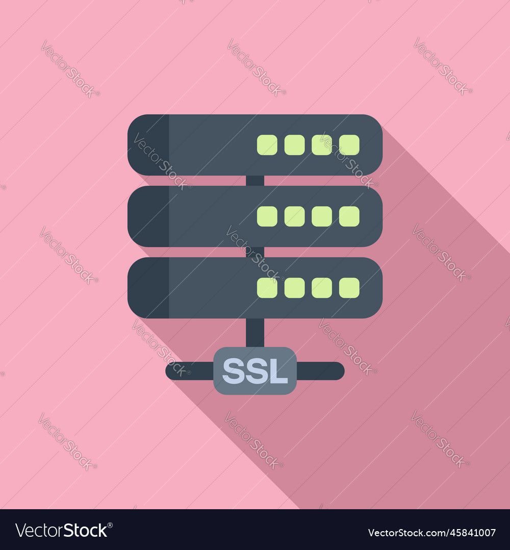 Ssl certificate server icon flat network Vector Image