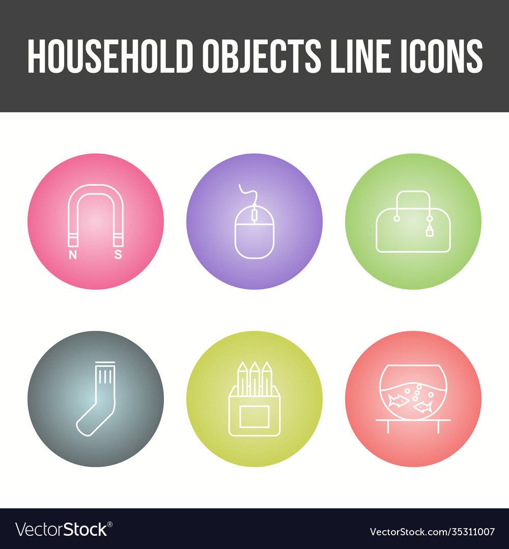 Unique household objects icon set Royalty Free Vector Image