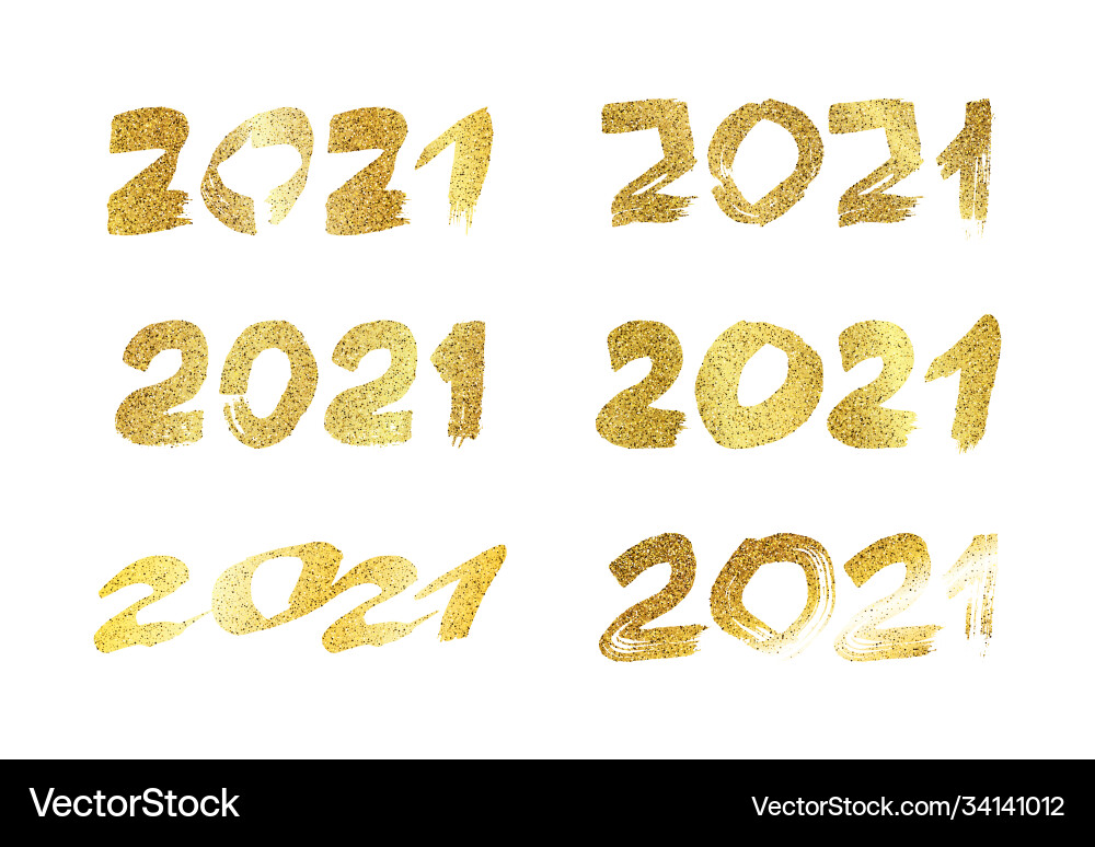2021 gold glitter grunge lettering Royalty Free Vector Image