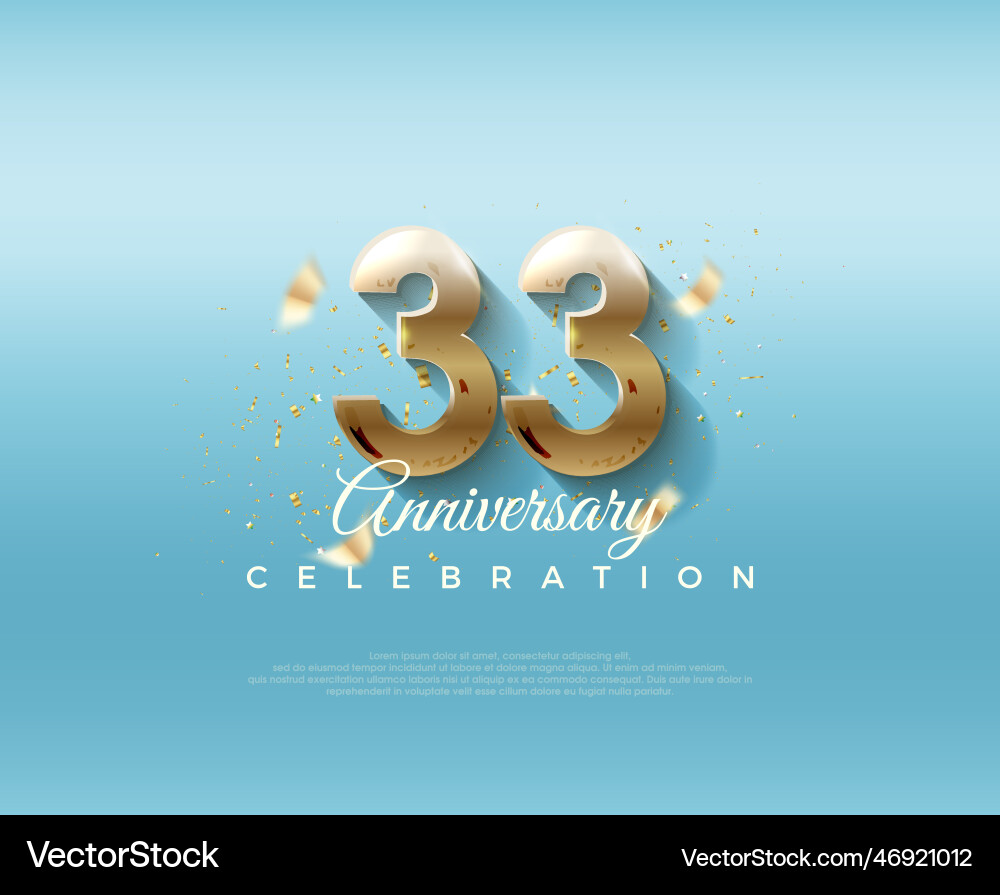 33rd anniversary number with elegant Royalty Free Vector