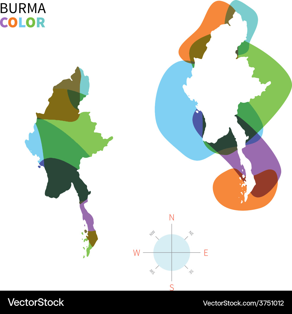 Abstract color map of burma Royalty Free Vector Image