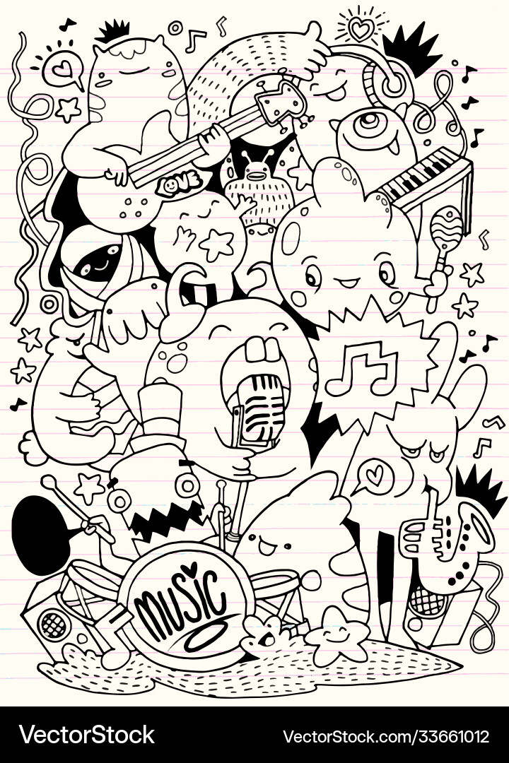 Abstract music background collage with musical Vector Image