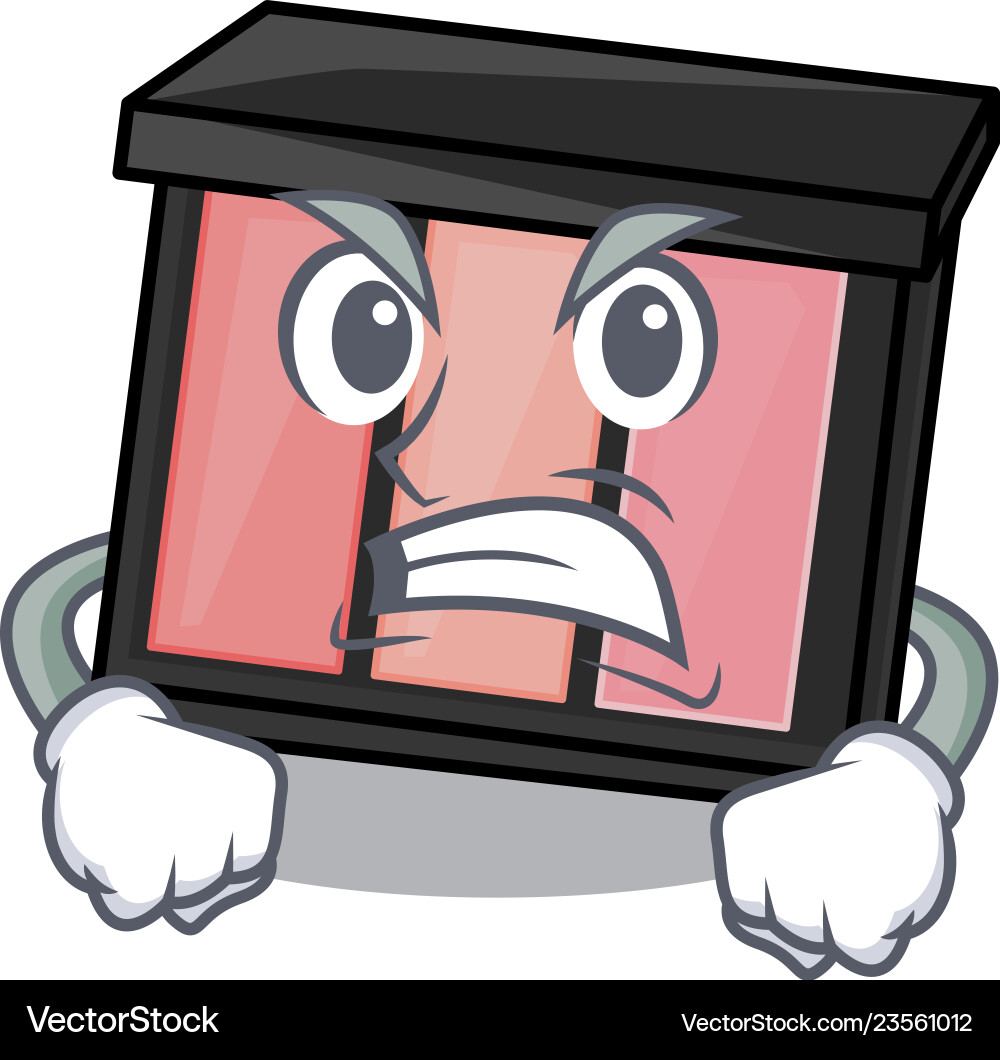 Angry cartoon eye shadow in makeup bag Royalty Free Vector