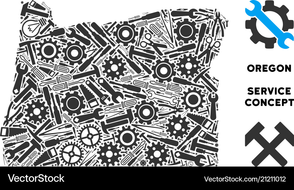 Collage oregon state map of repair tools Vector Image