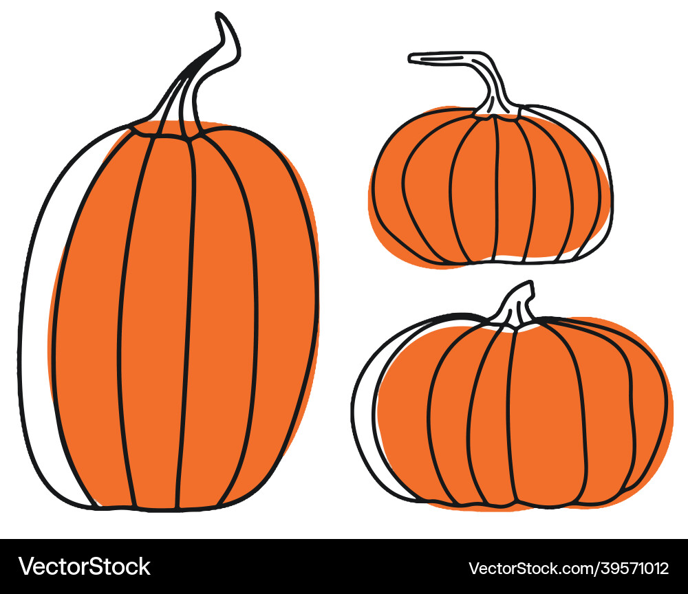 Halloween pumpkin silhouette set pumpkin Vector Image