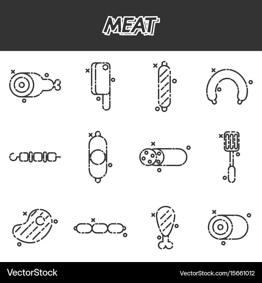 Meat cartoon concept icons Royalty Free Vector Image