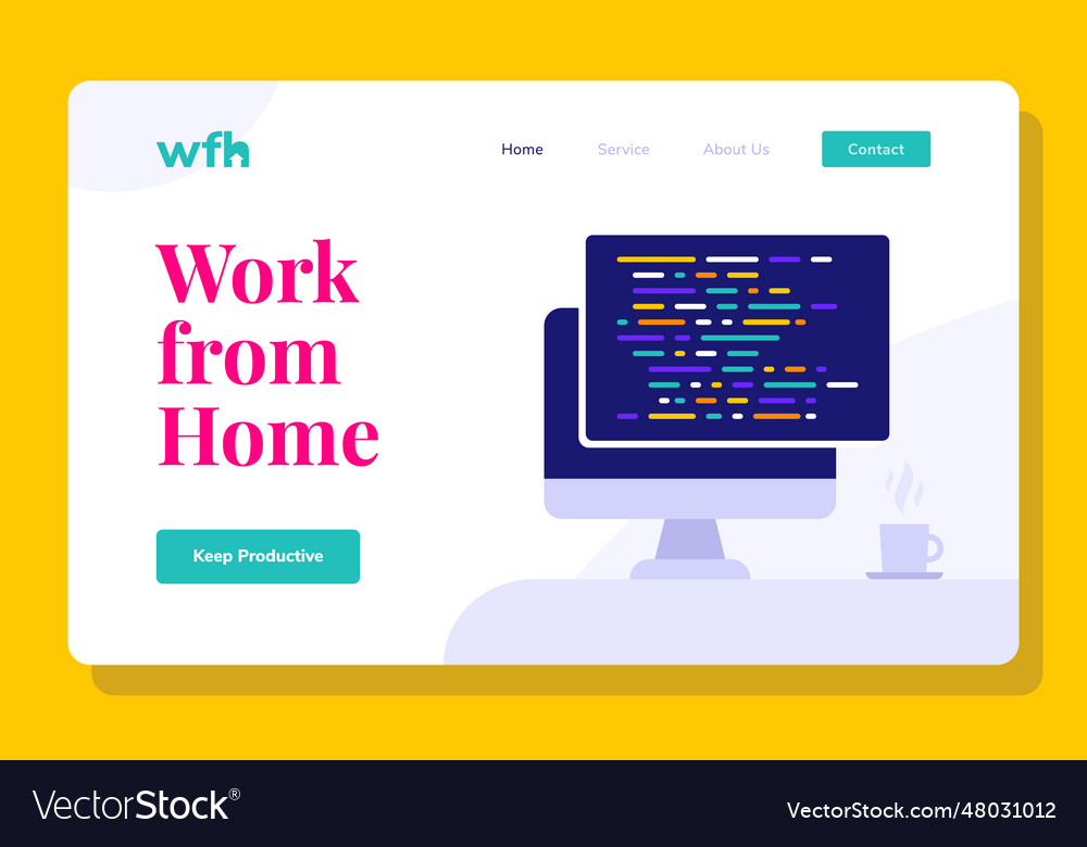 Modern programmer work from home landing page web Vector Image