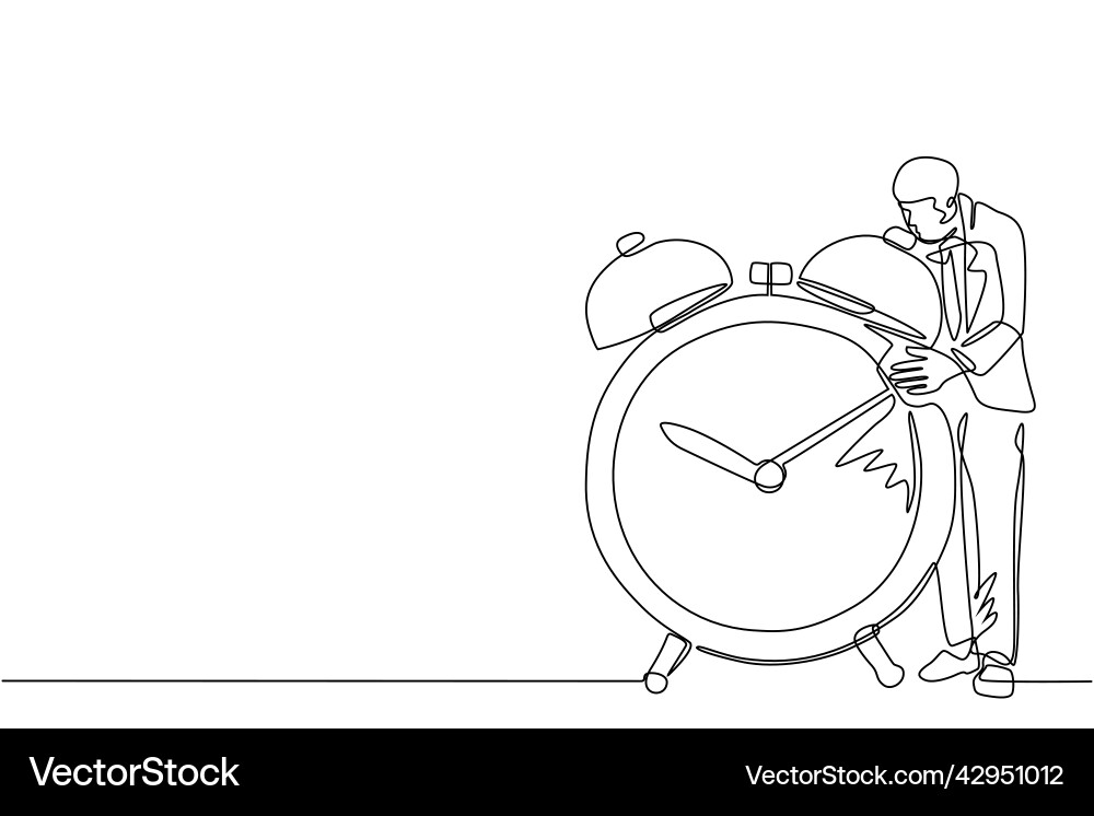Single one line drawing businessman manager Vector Image