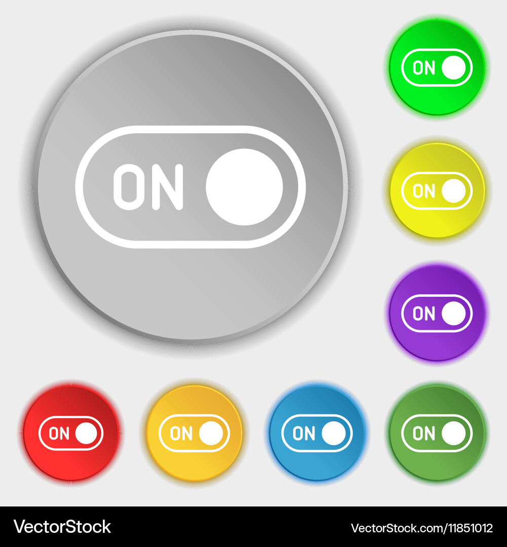 Start icon sign symbol on eight flat buttons Vector Image