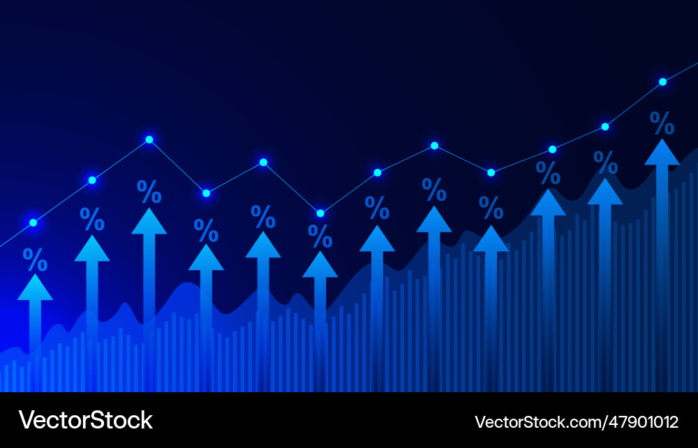 Up arrow with percentage and chart Royalty Free Vector Image