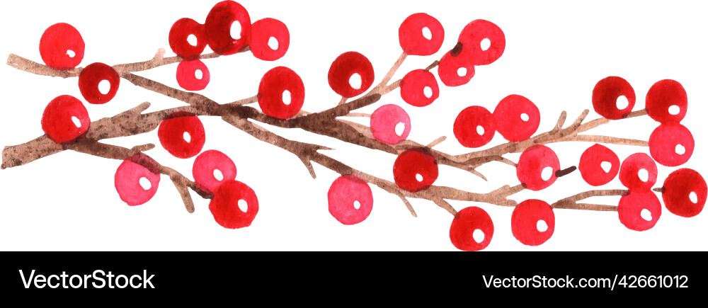 Wild red berry border watercolor Royalty Free Vector Image