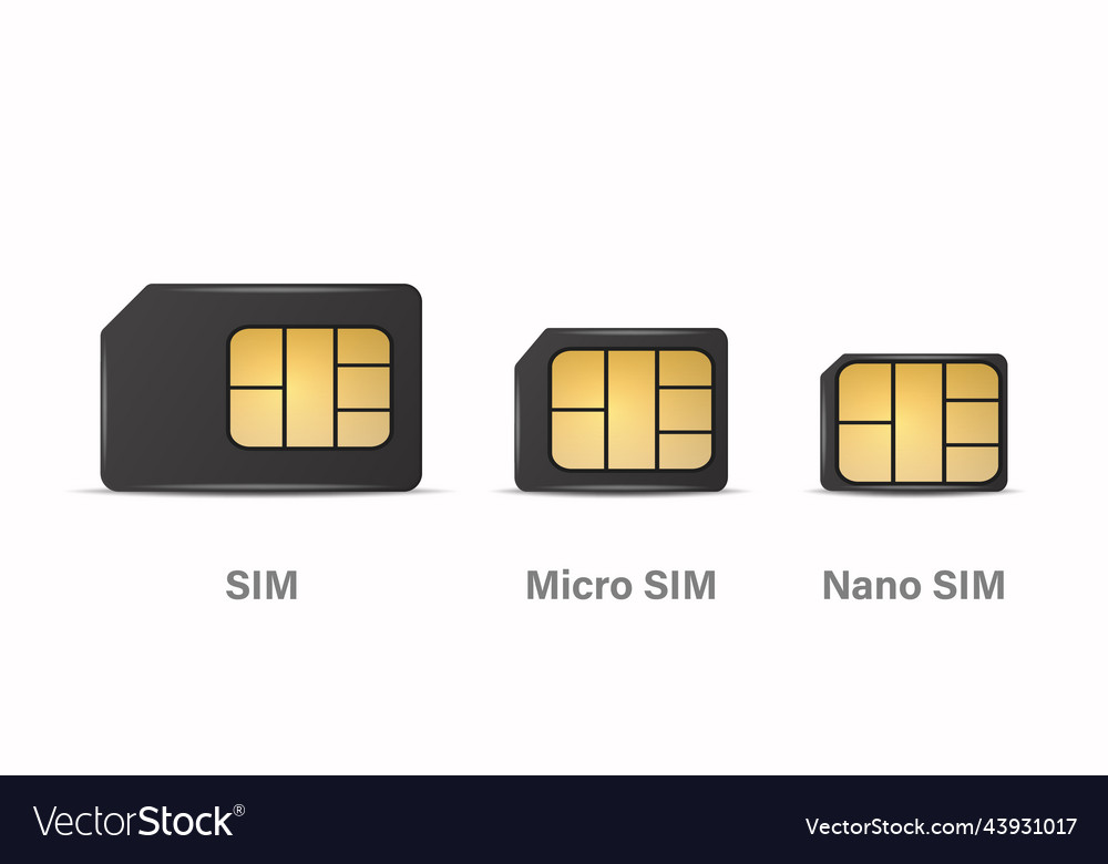 3d realistic black plastic sim micro sim Vector Image