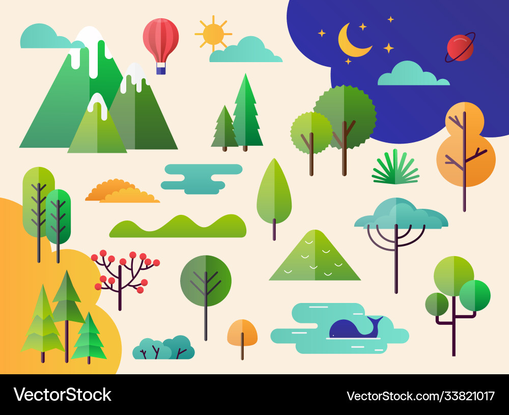 Abstract forest plants and trees landscapes Vector Image