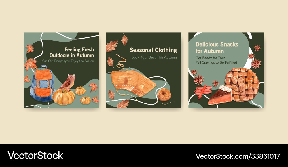 Ads template with autumn daily concept design for Vector Image