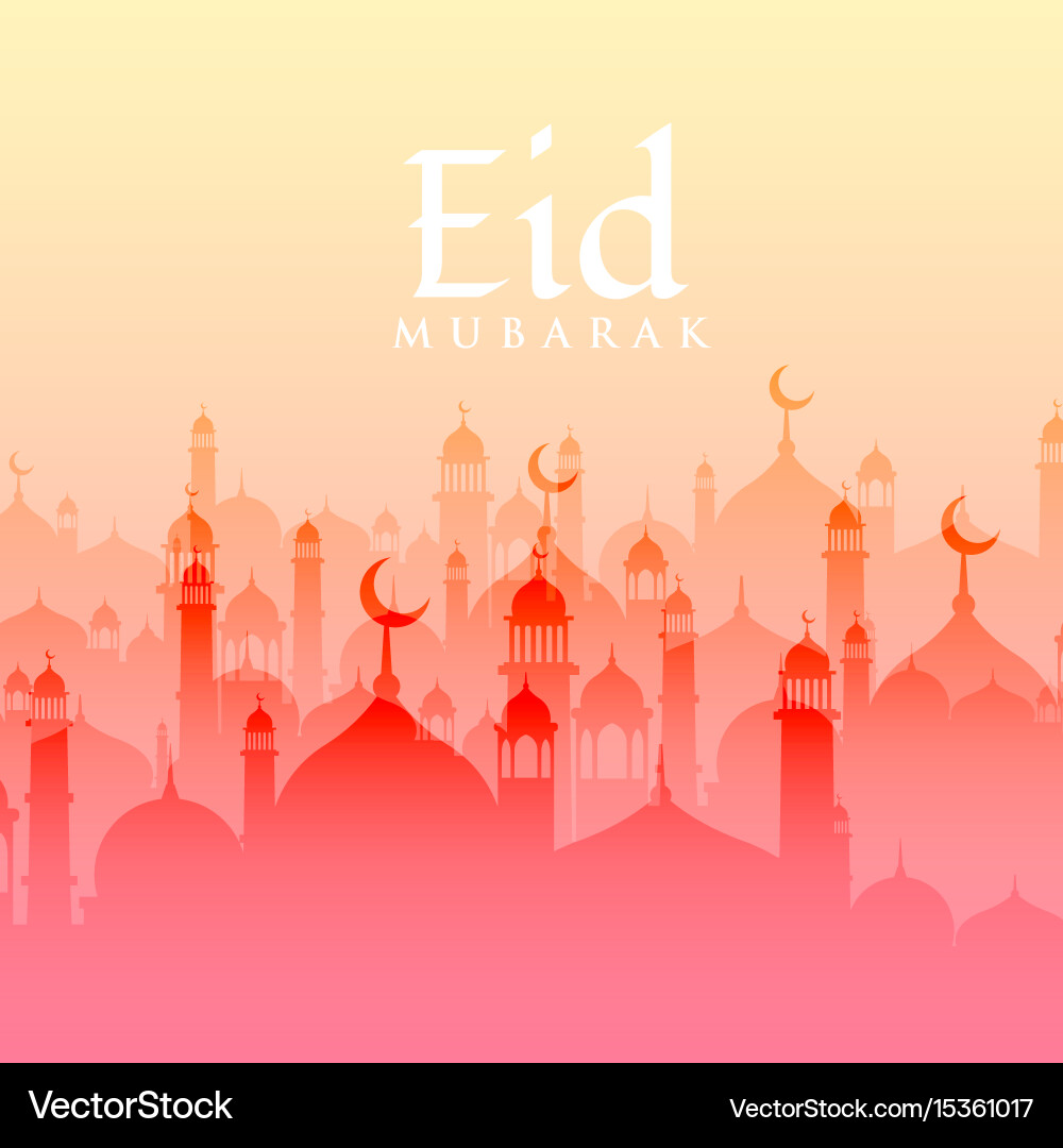 Beautiful eid festival background with mosque Vector Image