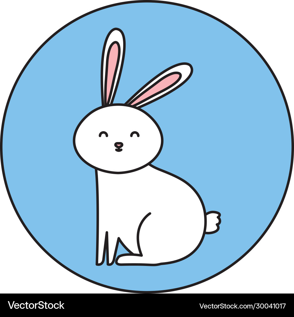 Cute rabbit animal in frame circular Royalty Free Vector