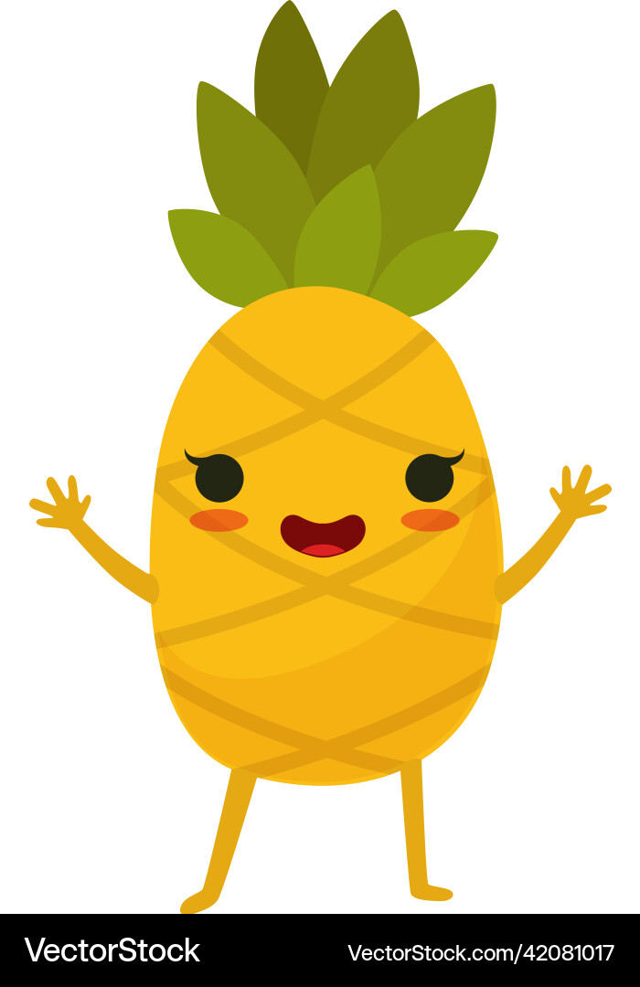 Funny pineapple cute cartoon character fruit Vector Image