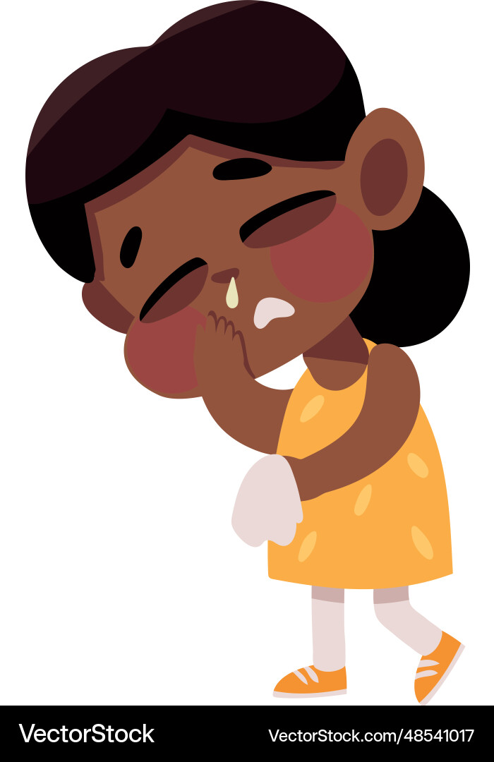 Kid sick with tissue Royalty Free Vector Image