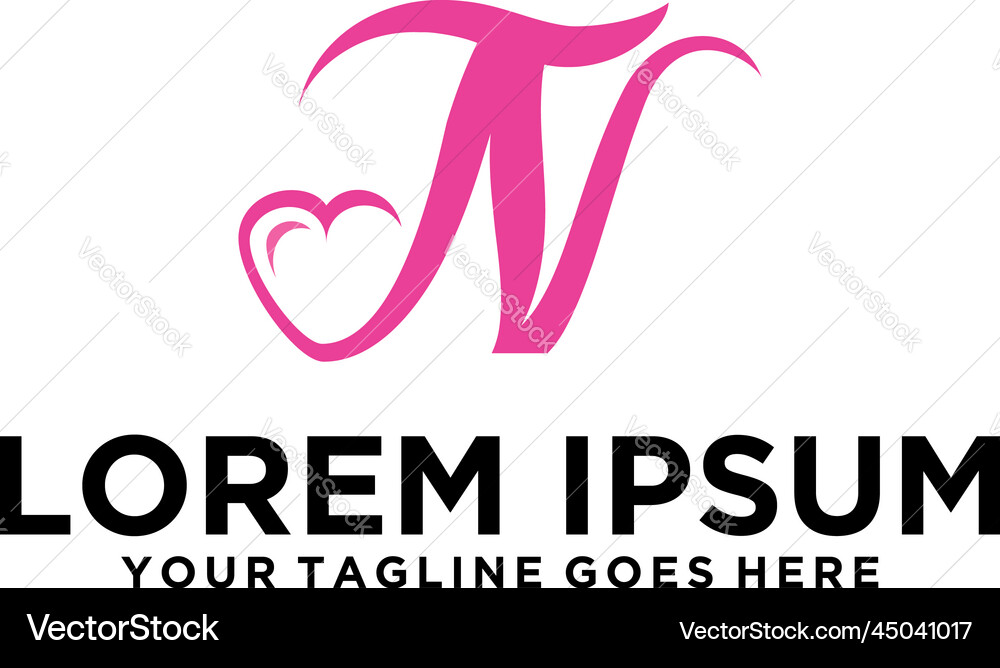 Letter t n love spa logo Royalty Free Vector Image