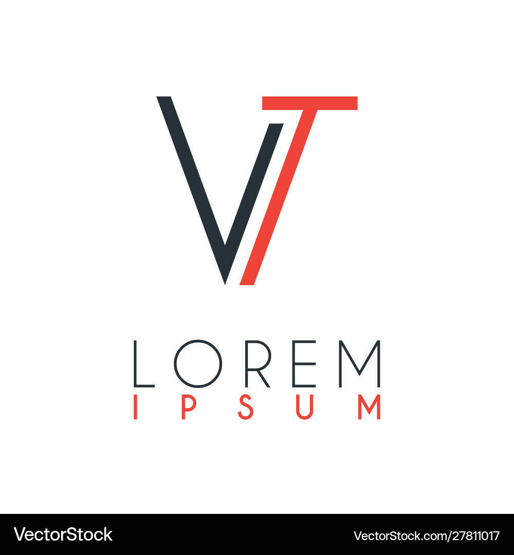 Logo between letter v and t or vt Royalty Free Vector Image