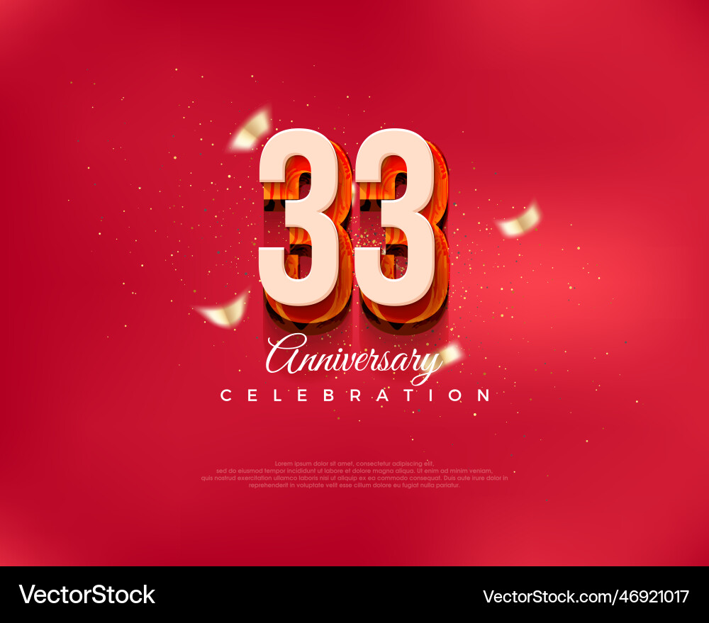 Modern design number for the 33rd anniversary Vector Image