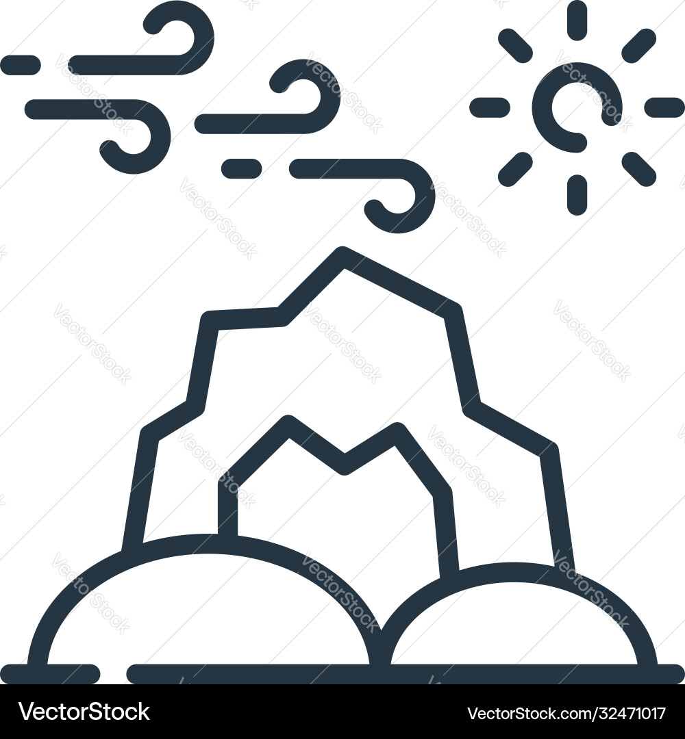 Rock icon isolated on white background outline Vector Image