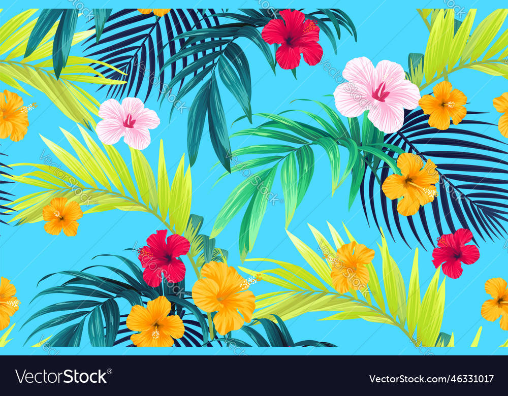 Tropical pattern with green palm leaves Royalty Free Vector Tropical pattern with green palm leaves Royalty Free Vector