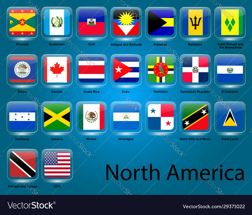 Collection north american flags Royalty Free Vector Image