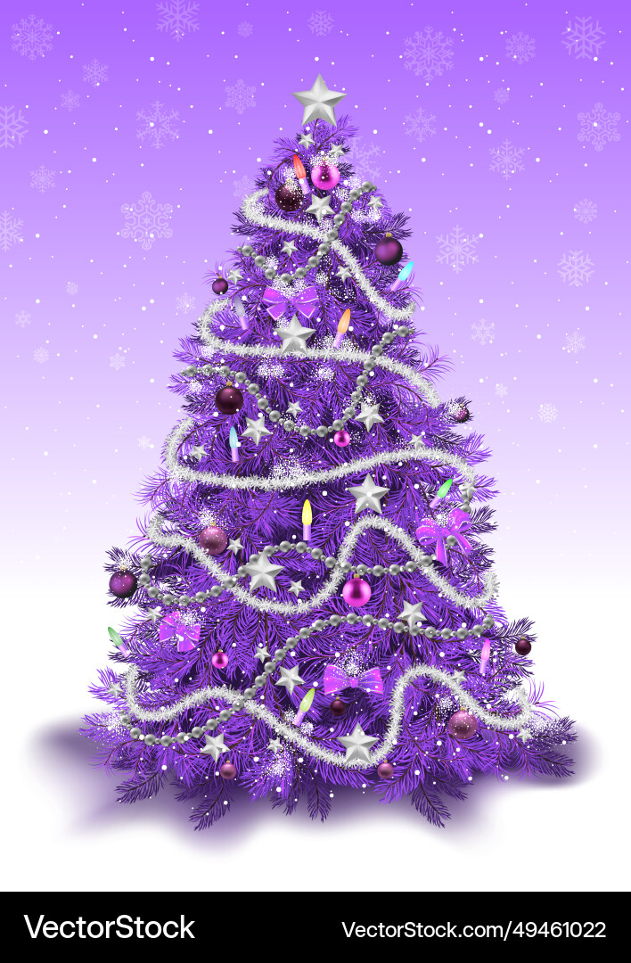 Decorated christmas tree in purple colored tones Vector Image