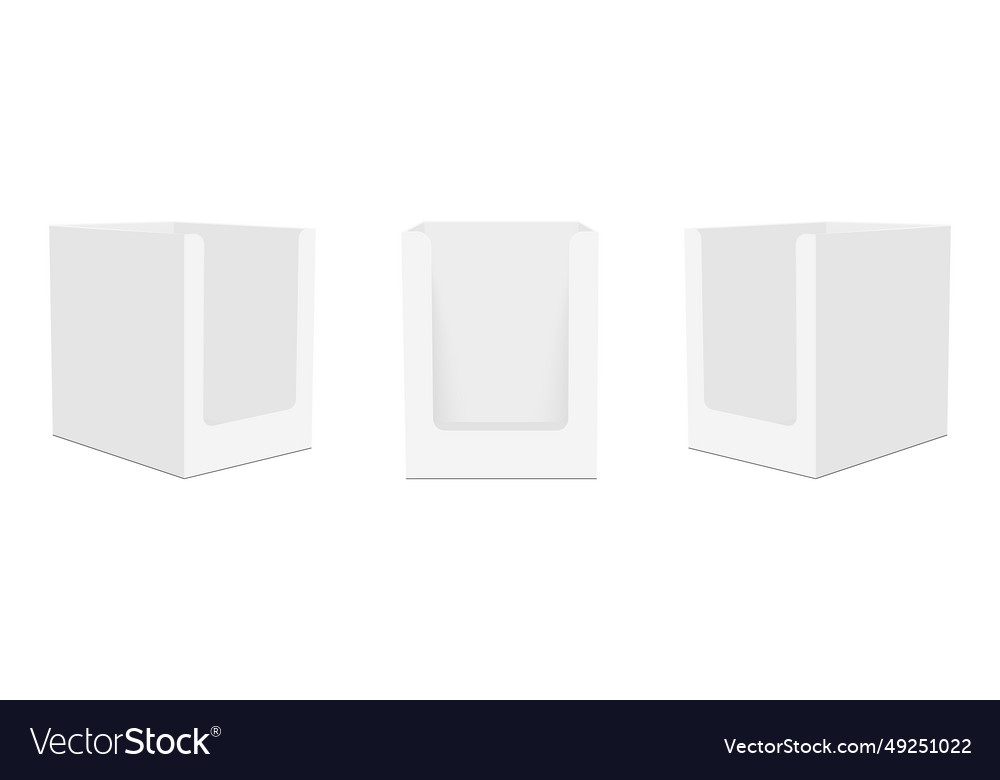 Display boxes rectangular mockup front and side Vector Image