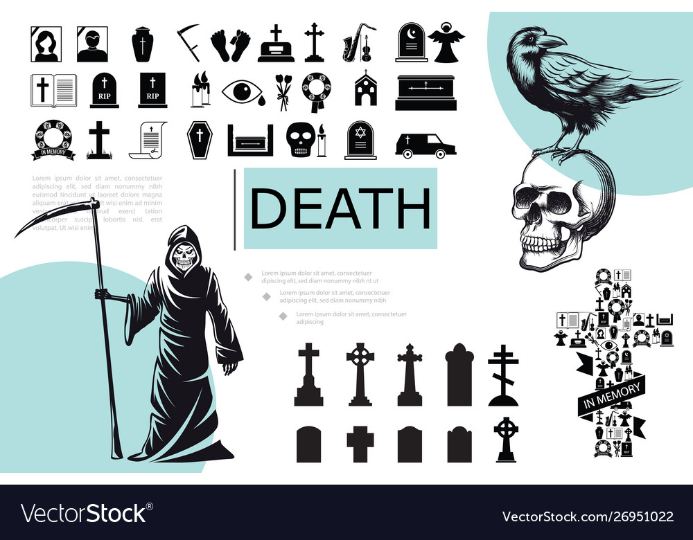 Flat death elements composition Royalty Free Vector Image