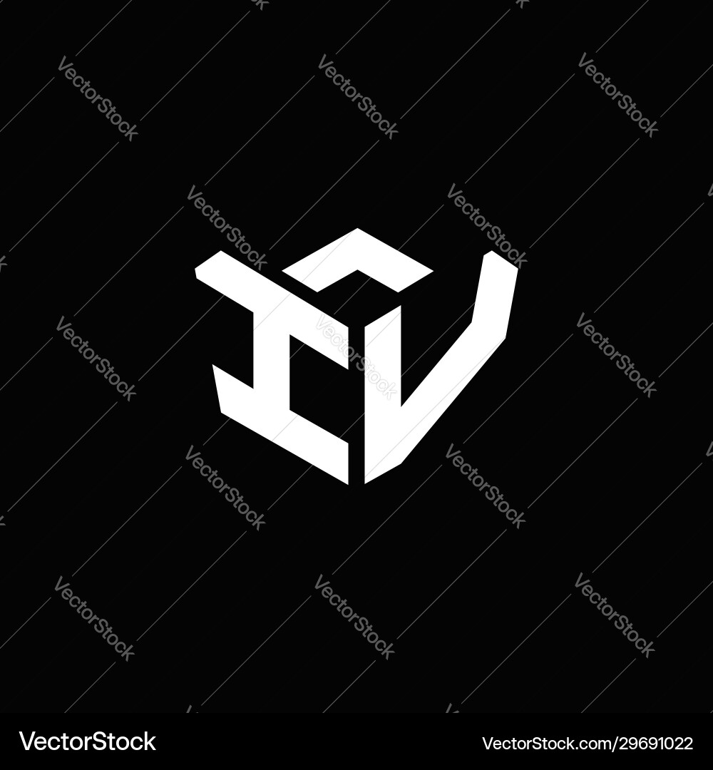 Iv logo monogram with emblem style ribbon design Vector Image