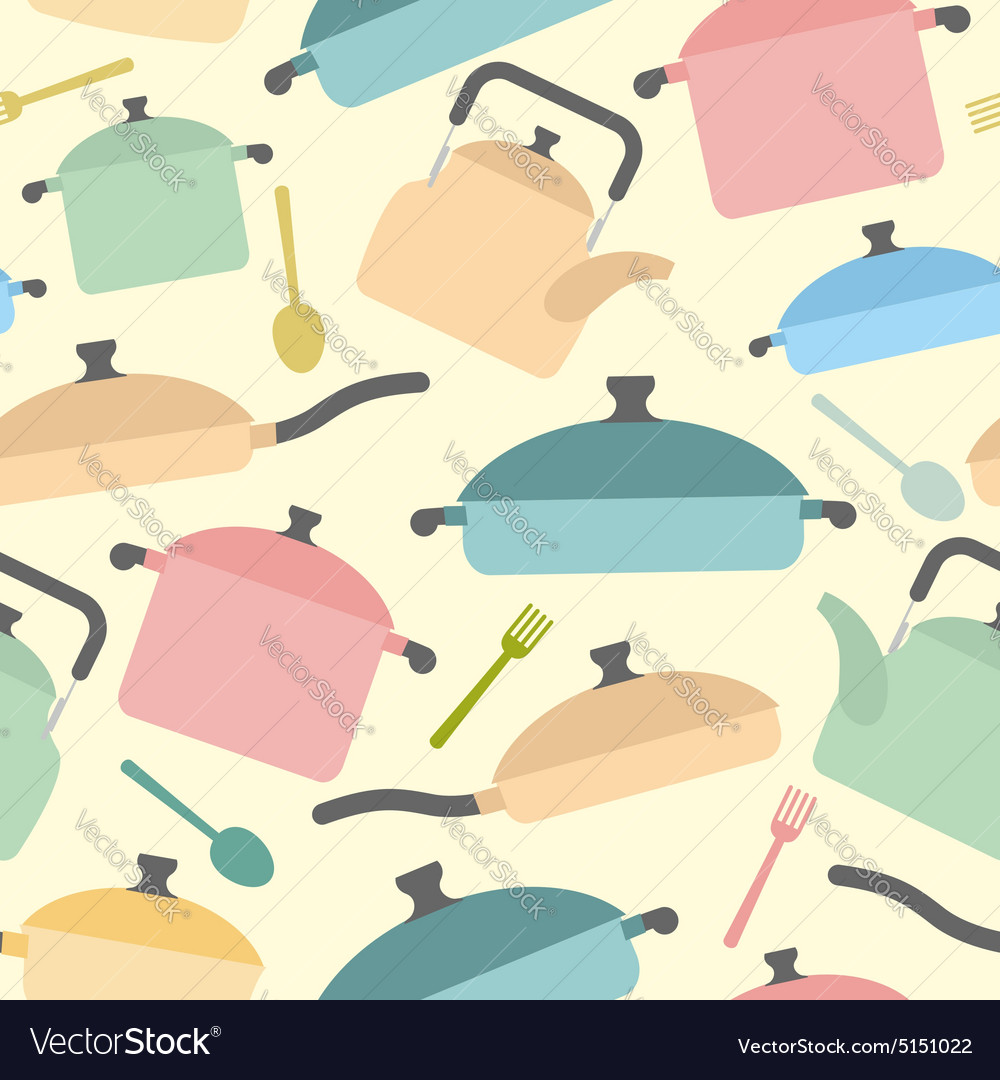 Kitchen utensils seamless pattern background Vector Image