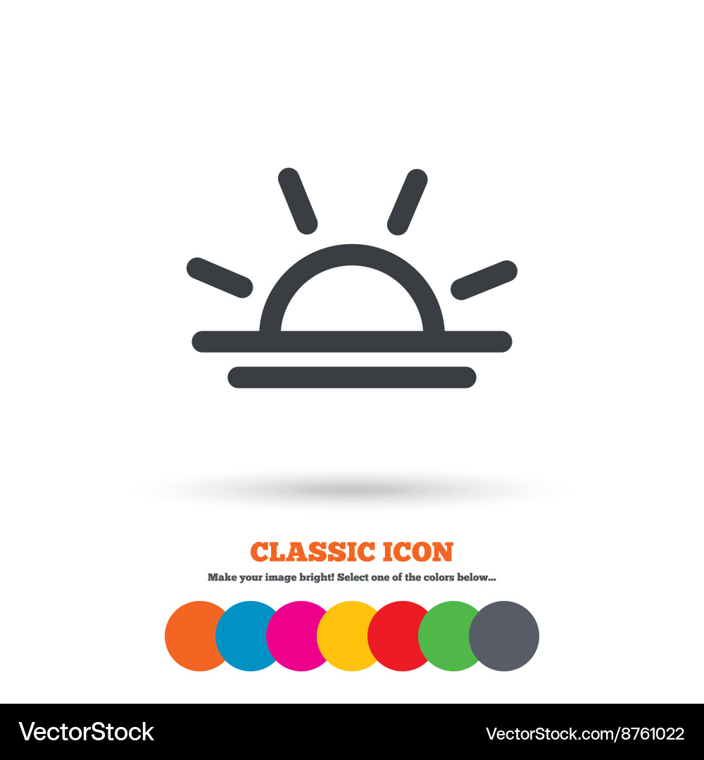 Light on icon lamp bulb or sunset symbol Vector Image