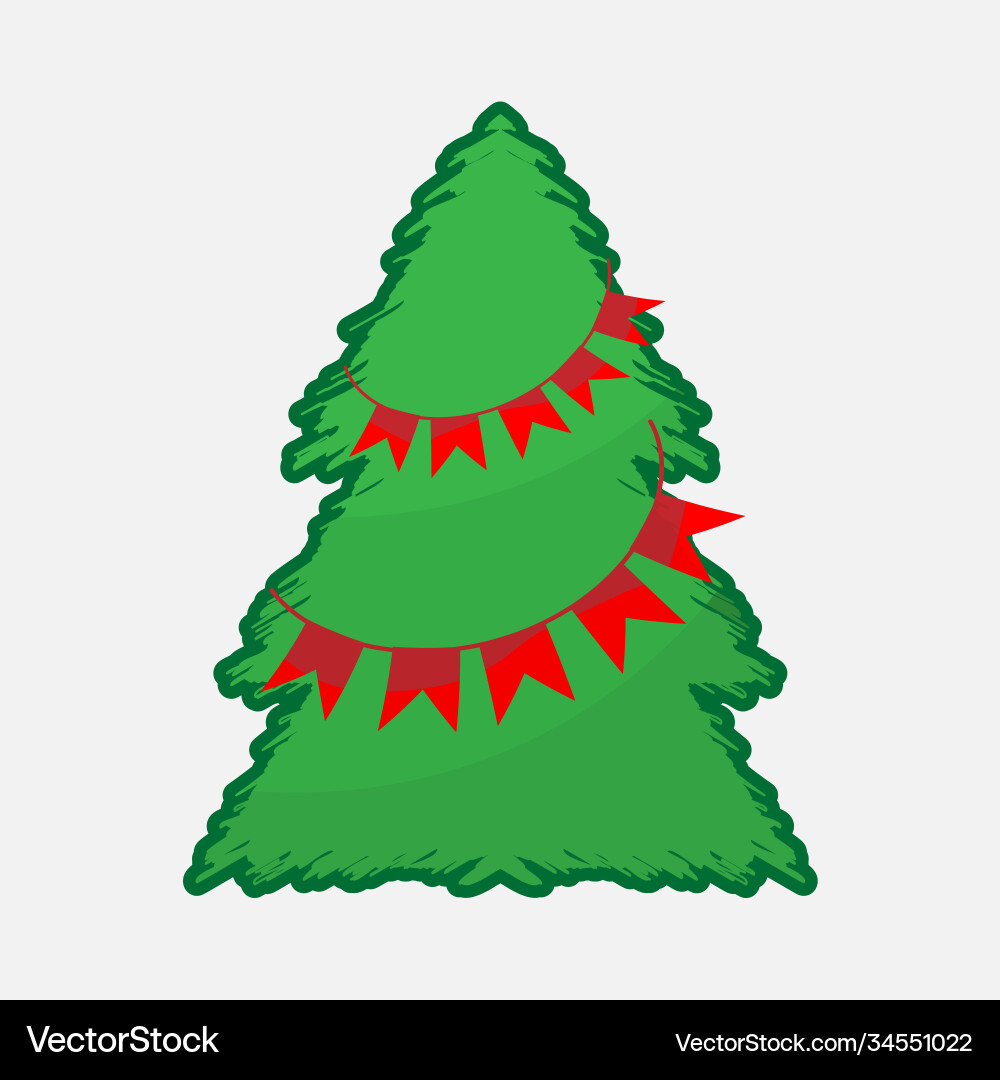 Scribbled eve tree icon with decorative garlands Vector Image