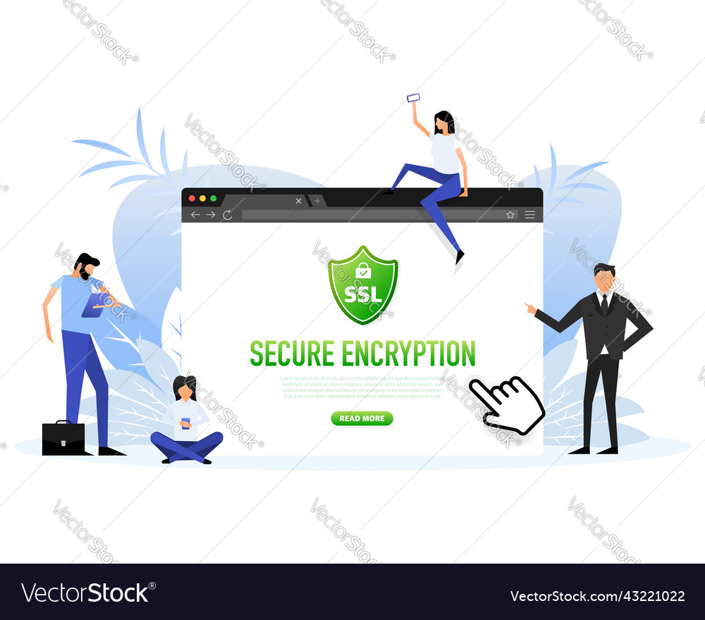 Ssl encryption label flat people secure banner Vector Image Ssl encryption label flat people secure banner Vector Image