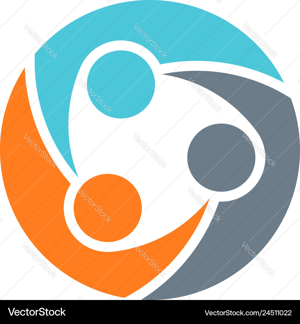 Teamwork group of three people logo Royalty Free Vector