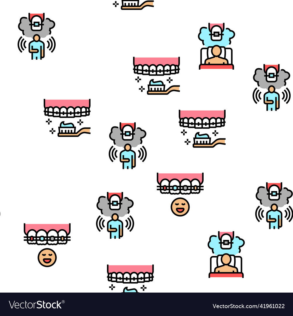 Tooth braces accessory seamless pattern Royalty Free Vector