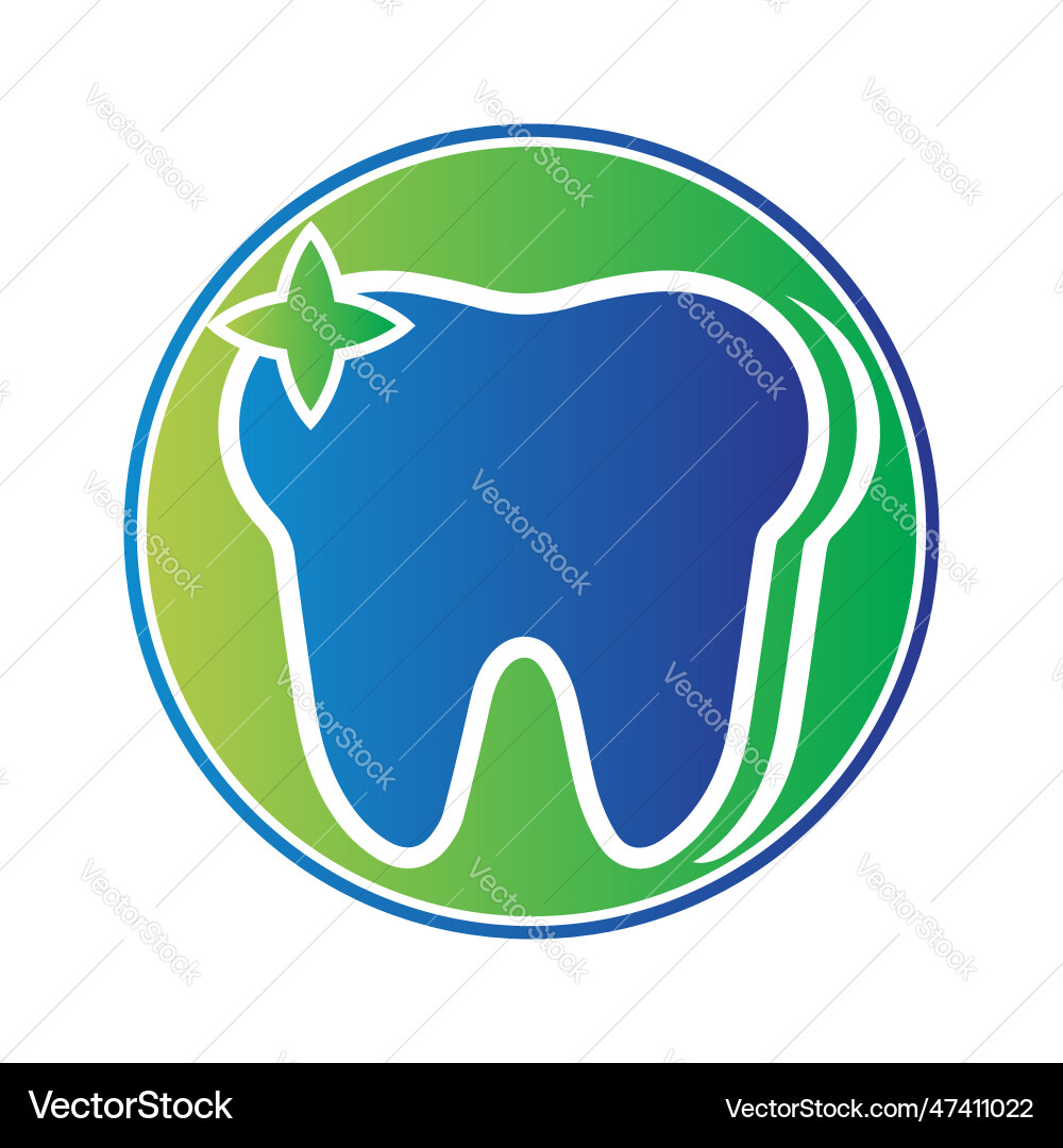 Tooth logo dental care with circle shape Vector Image