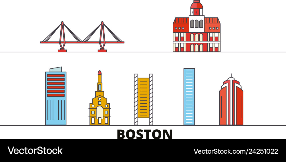 United states boston city flat landmarks Vector Image