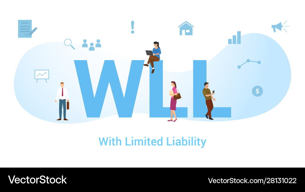 Wll with limited liability concept big word Vector Image
